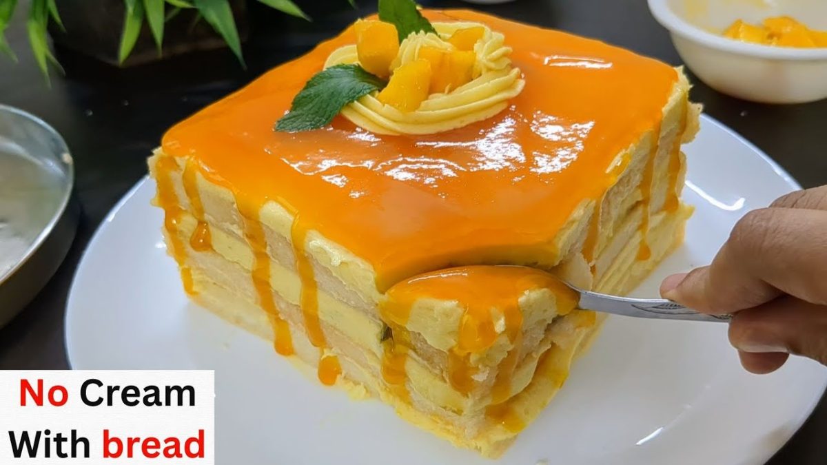 💕Easy bread cake recipe without cream💕 mango cake recipe mango butter ...