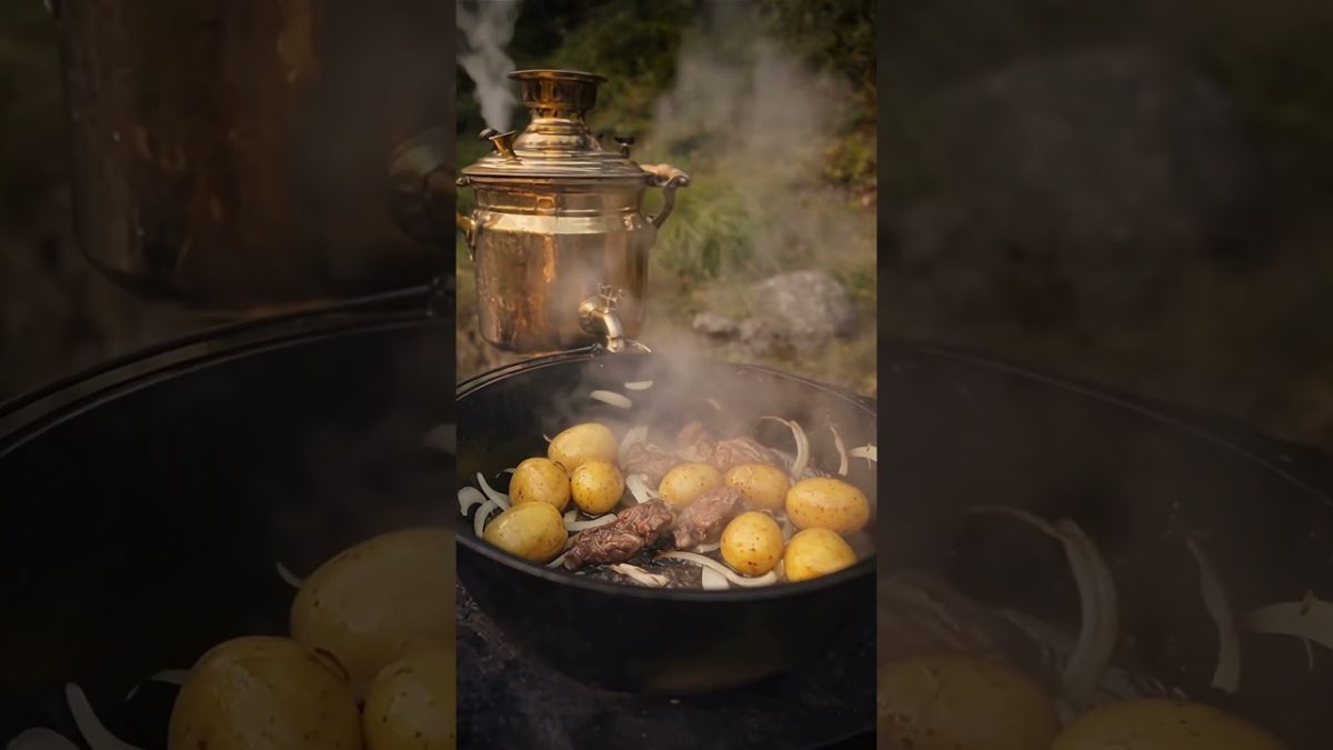 Grilling Juicy Kebab by a Mountain Stream Ultimate Outdoor Cooking # ...