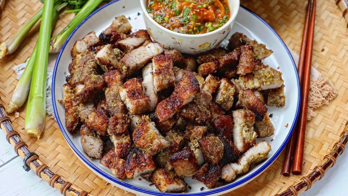 LEMONGRASS PORK BELLY w/ ROASTED TOMATO PEPPER DIP - Amazing Foods TV